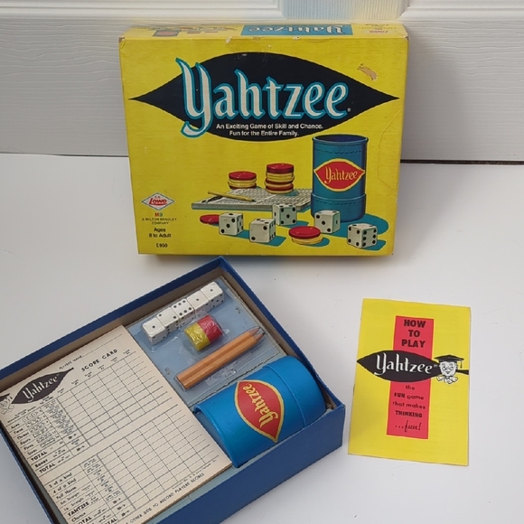 Milton Bradley | Games | Yahtzee Dice Game Set Vintage Complete | Poshmark